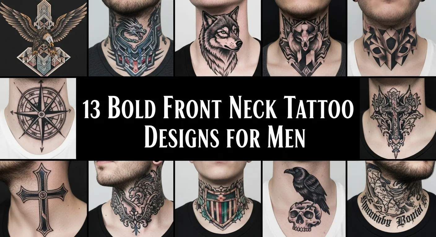 13 Bold Front Neck Tattoo Designs for Men